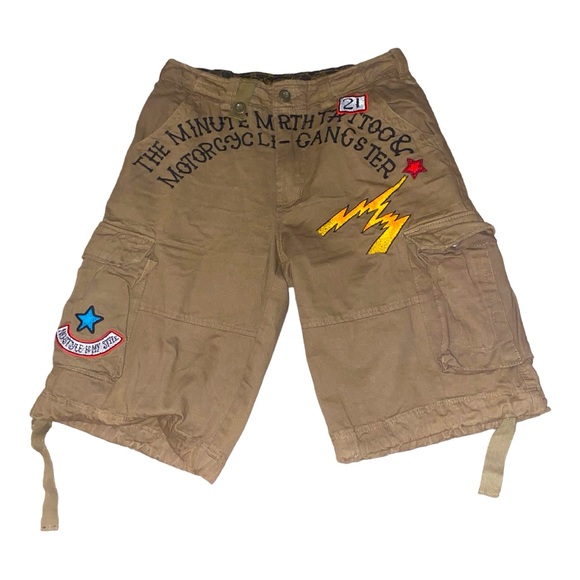 minute mirth | Shorts | Rare Minute Mirth Green Cargo Shorts Motorcycle ...